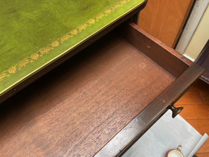 English Regency Style Green Leather Topped Writing Table