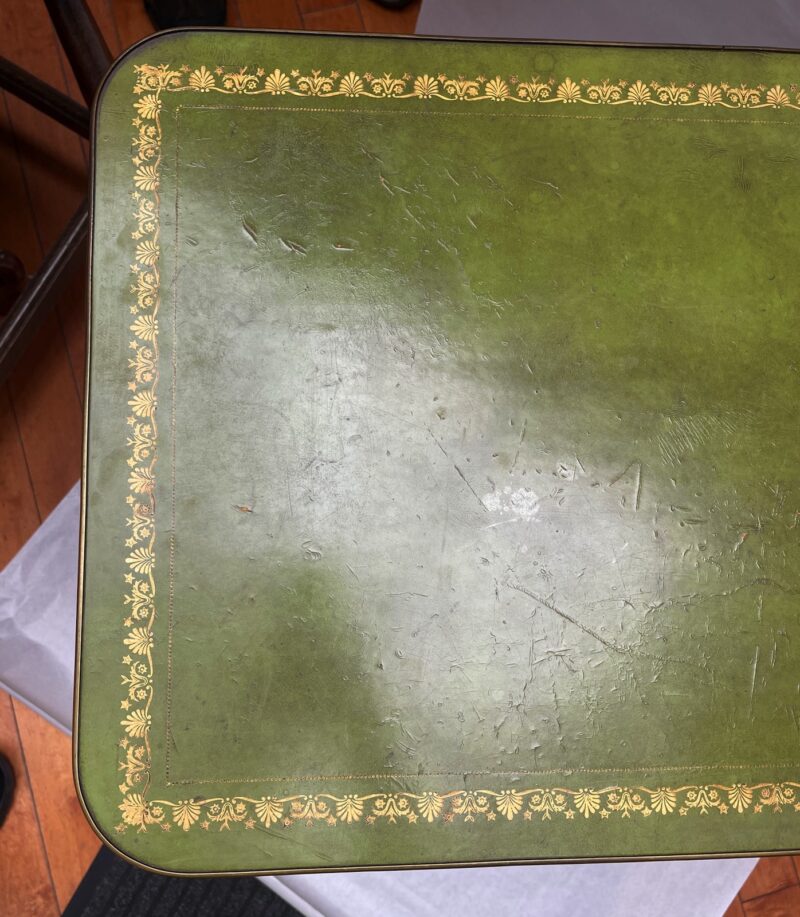 English Regency Style Green Leather Topped Writing Table